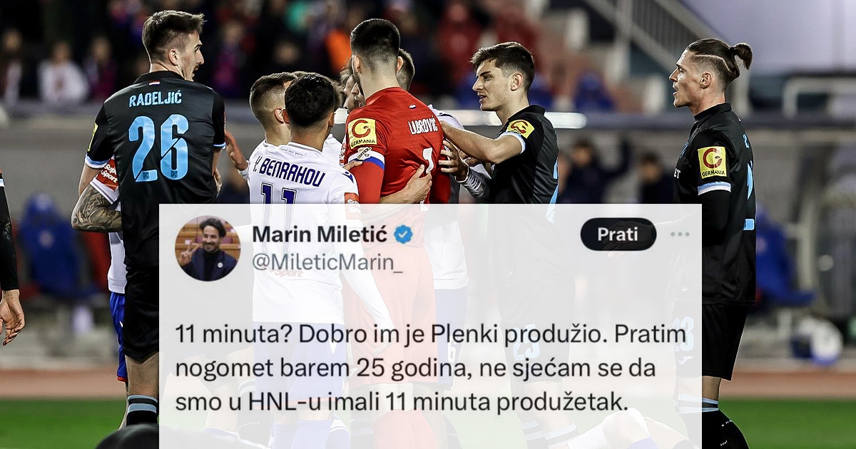 Miletić o derbiju Hajduka i Rijeke: 11 minuta? Dobro im je Plenki ...