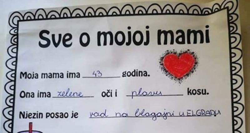Dijete je u školskom zadatku otkrilo malo previše o navikama svoje mame ...